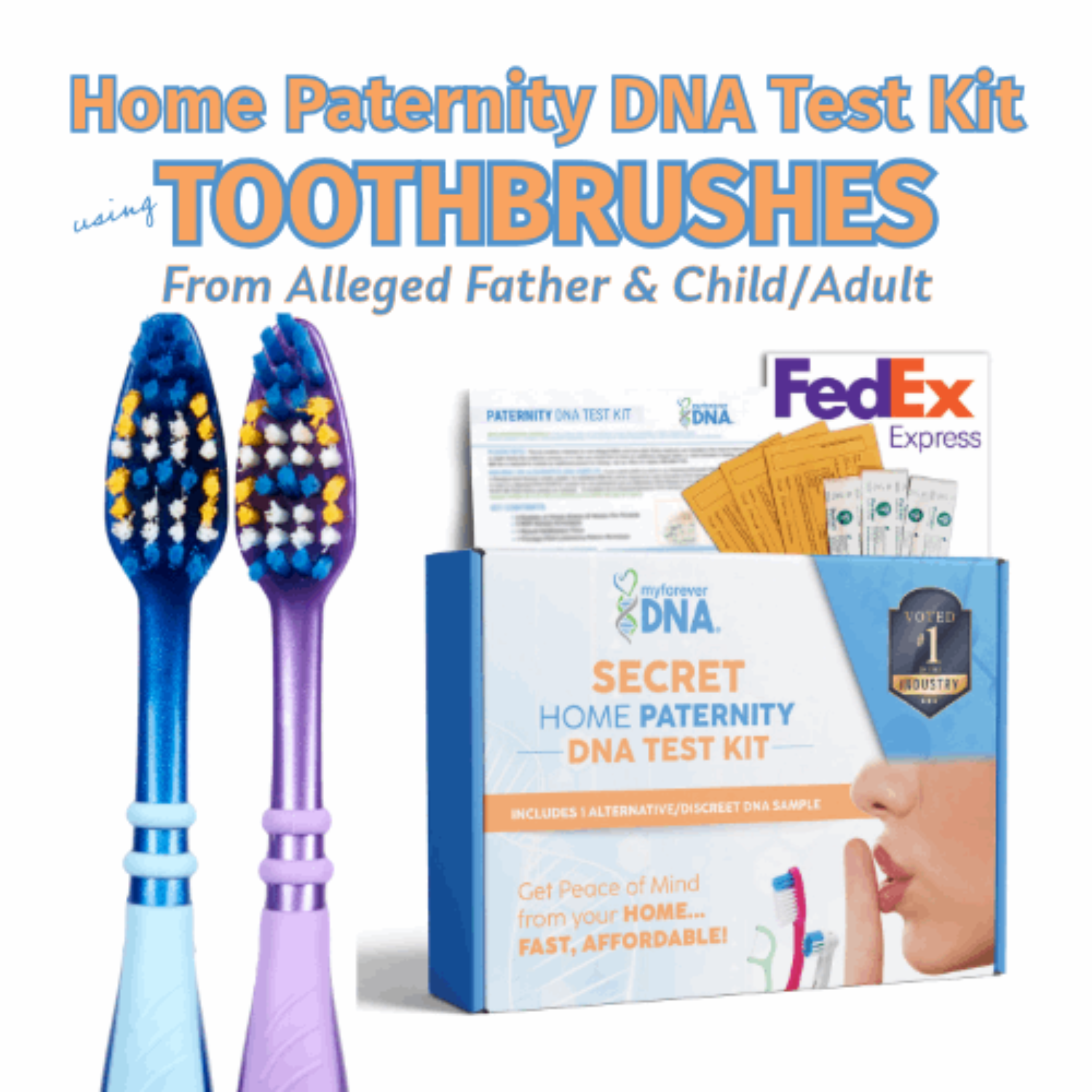 Discreet Paternity DNA Test | Father & Child | Toothbrush Sample